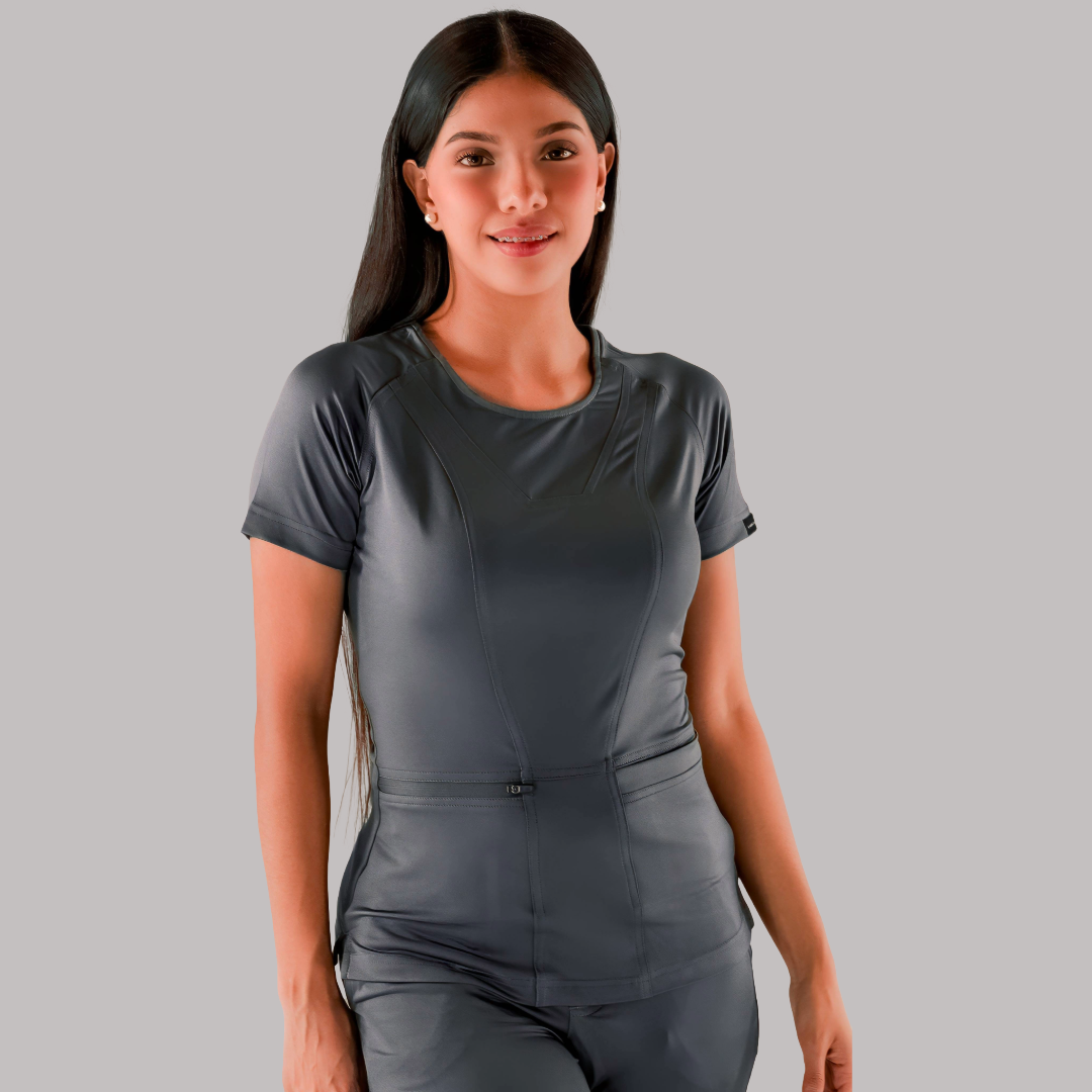 Women's Top 901 Oxford Gray, Super Stretch Scrubs – S-FOR-ME Scrubs